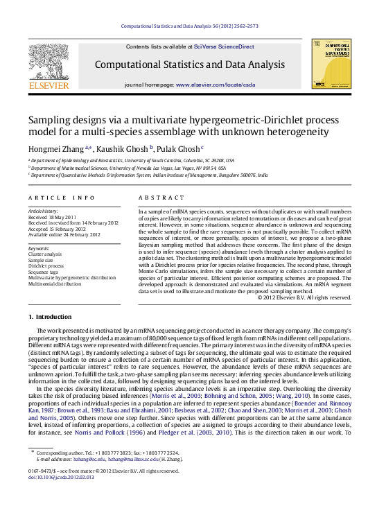 (PDF) Sampling designs via a multivariate hypergeometric-Dirichlet process model for a multi ...