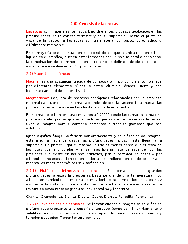 (DOC) Genesis de las rocas