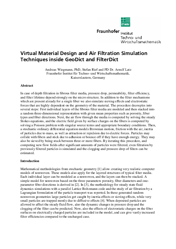 (PDF) Virtual material design and air filtration simulation techniques ...