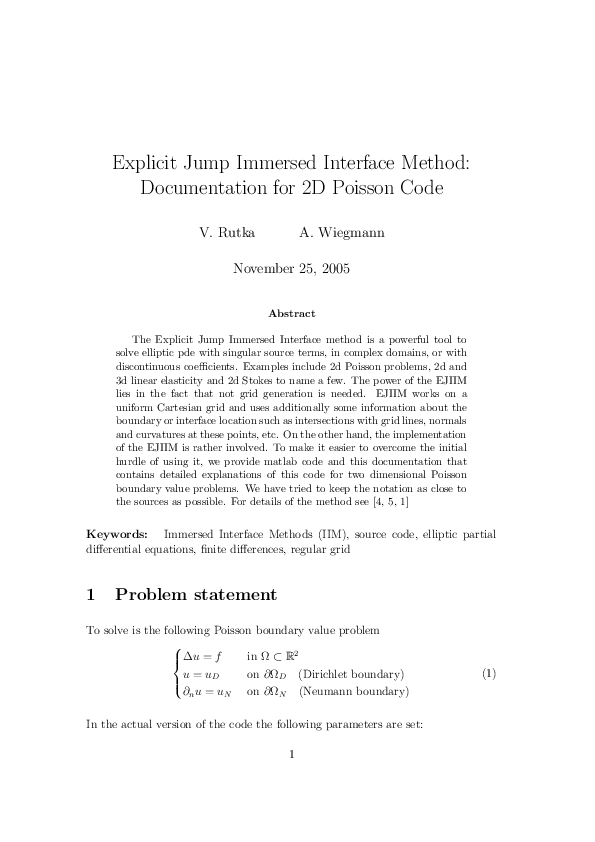 (PDF) Explicit Jump Immersed Interface Method: Documentation for 2D Poisson Code
