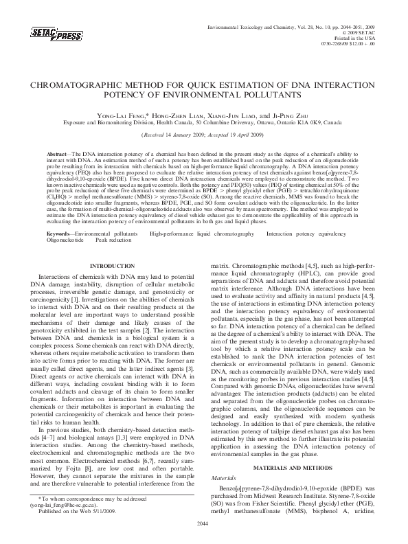 (PDF) Chromatographic Method for Quick Estimation of Dna Interaction ...