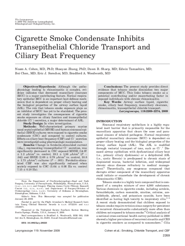 (PDF) Cigarette smoke condensate inhibits transepithelial chloride ...