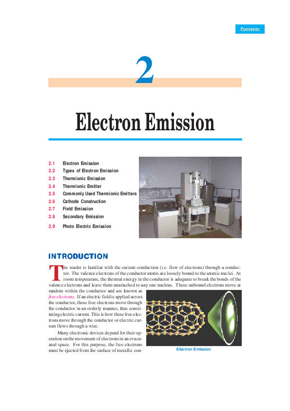 (PDF) Principles of Electronics 2.1 Electron Emission 2.2 Types of Electron Emission 2.3 ...