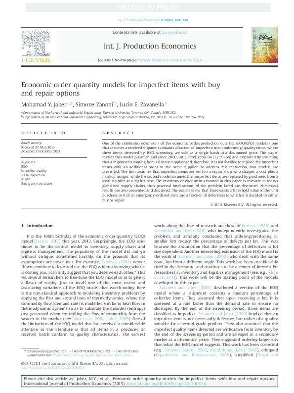 (PDF) Economic order quantity models for imperfect items with buy and ...