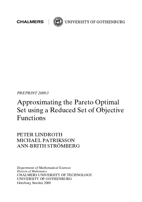 (PDF) Approximating the Pareto optimal set using a reduced set of objective functions