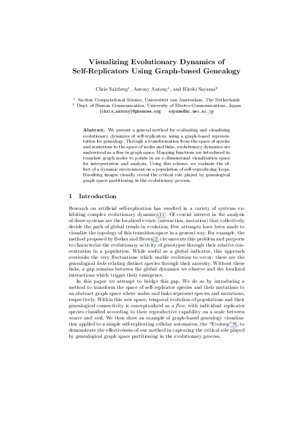 (PDF) Visualizing Evolutionary Dynamics of Self-Replicators: A Graph-Based Approach
