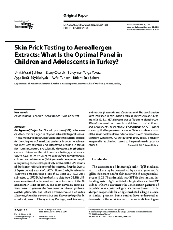 (PDF) Skin Prick Testing to Aeroallergen Extracts: What Is the Optimal ...