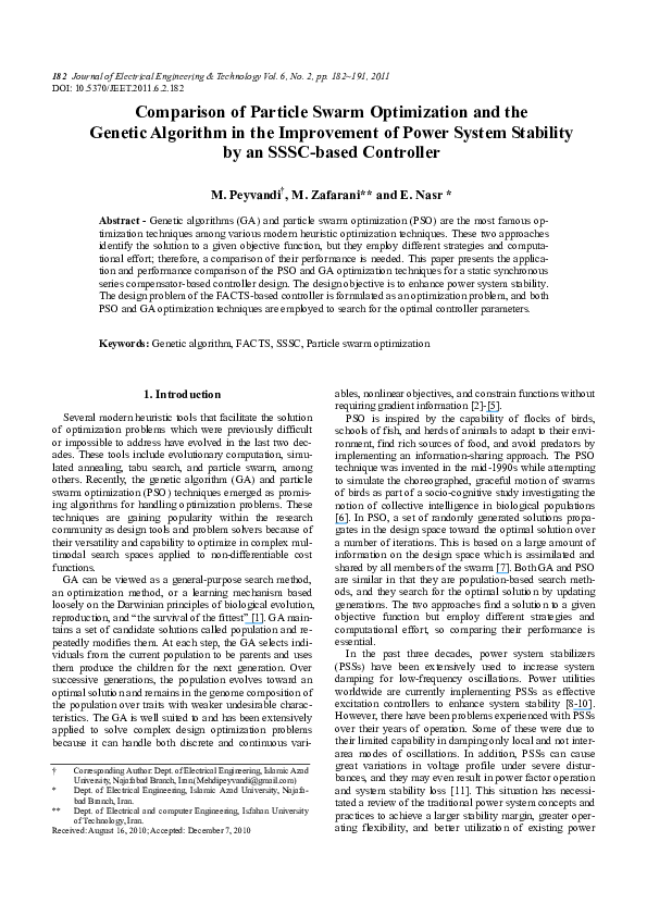 Pdf A Comparison Of Particle Swarm Optimization And Differential Evolution
