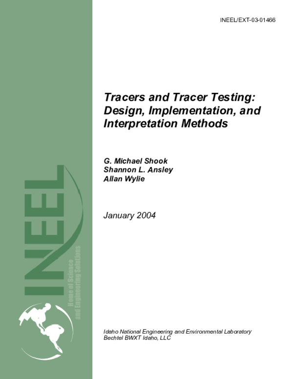 (PDF) Tracers and Tracer Testing: Design, Implementation, and ...