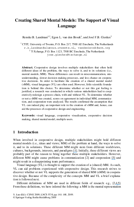 (PDF) Creating Shared Mental Models: The Support of Visual Language