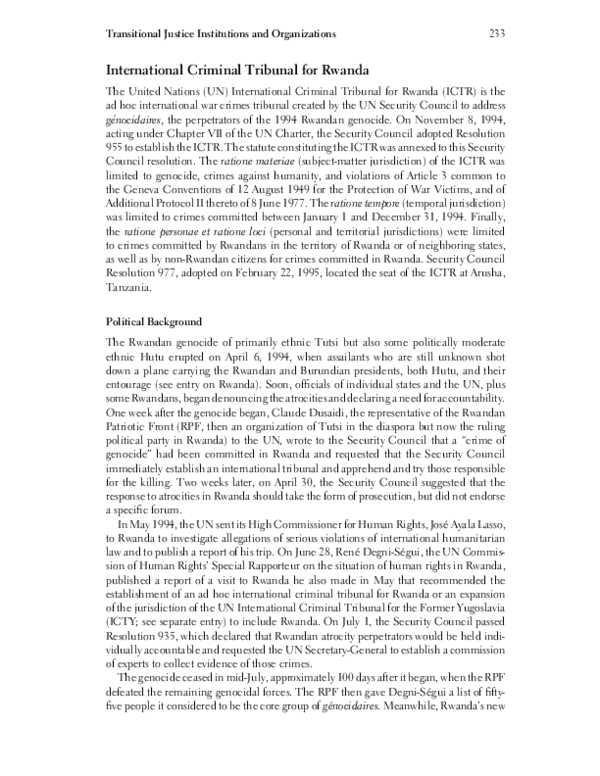 (PDF) International Criminal Tribunal for Rwanda