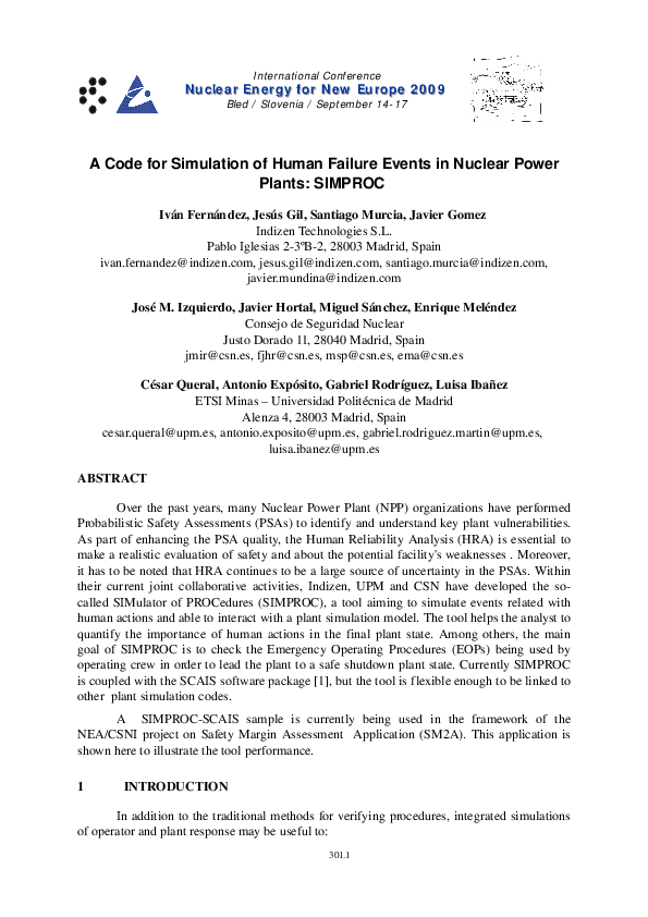 (PDF) A code for simulation of human failure events in nuclear power ...