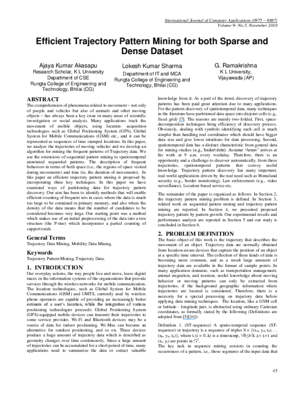 Pdf Efficient Trajectory Pattern Mining For Both Sparse And Dense Dataset