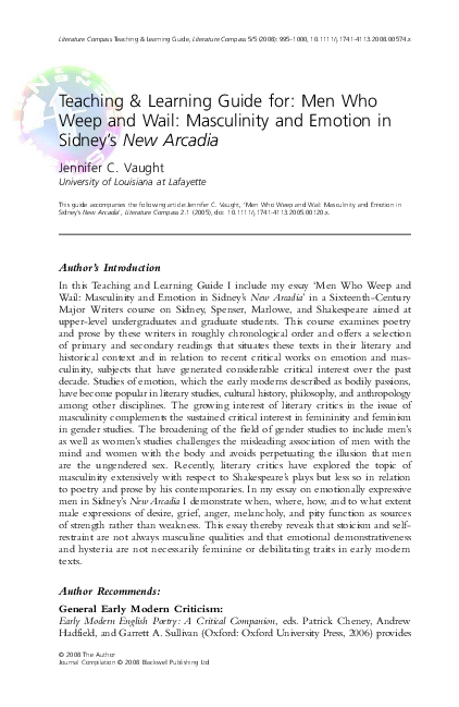 (PDF) Teaching & Learning Guide for: Men Who Weep and Wail: Masculinity ...