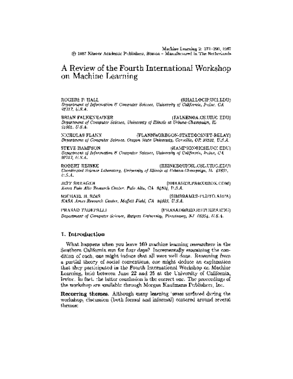 (PDF) A review of the fourth International Workshop on Machine Learning