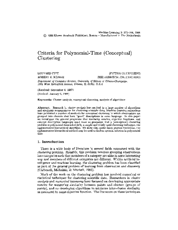 (PDF) Criteria for Polynomial-Time (Conceptual) Clustering