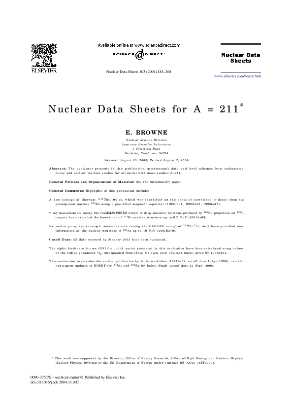 (PDF) Nuclear Data Sheets for A = 211