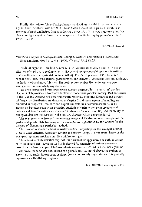 (PDF) Statistical analysis of geological data
