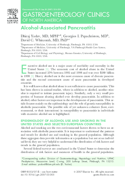(PDF) Alcohol-Associated Pancreatitis