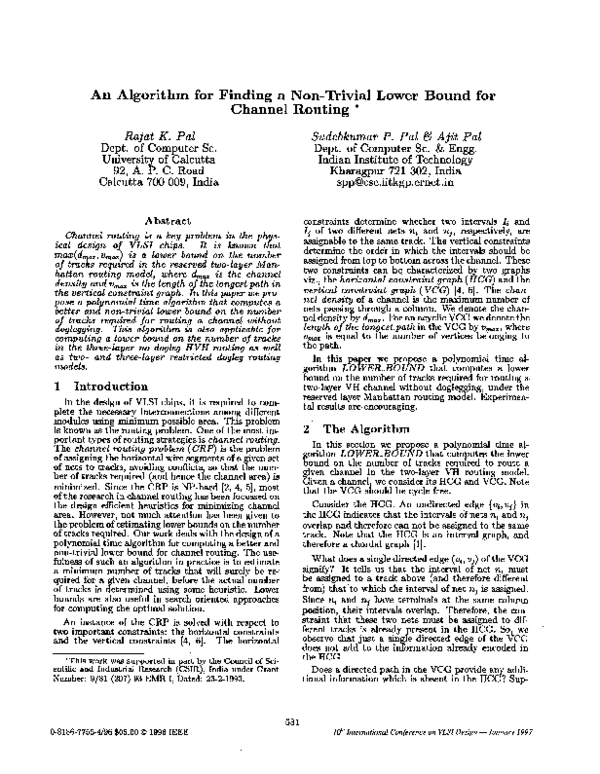 (PDF) An algorithm for finding a non-trivial lower bound for channel routing