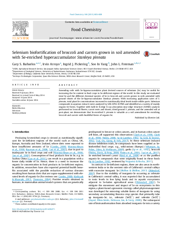 (PDF) Selenium biofortification of broccoli and carrots grown in soil amended with Se-enriched ...