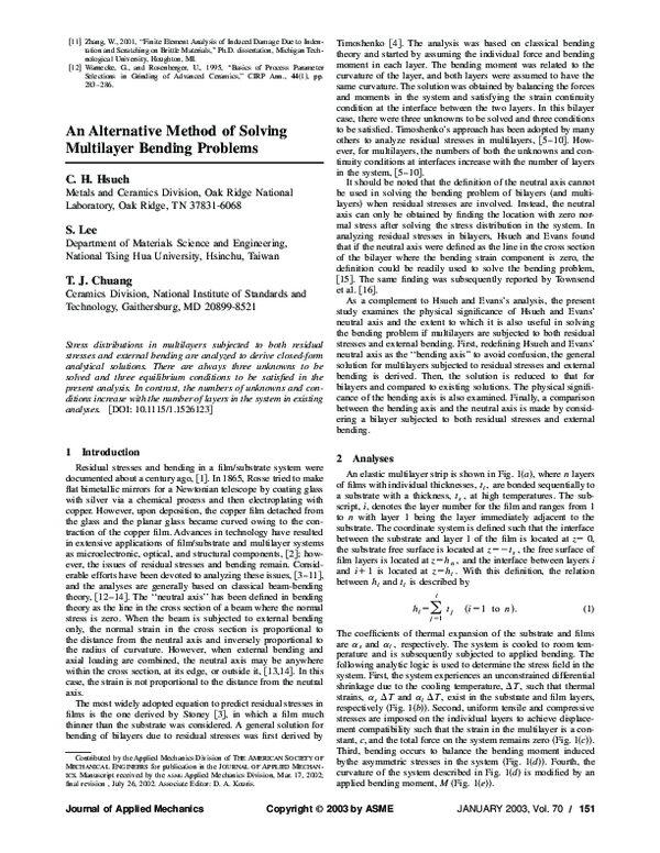 (PDF) An Alternative Method of Solving Multilayer Bending Problems (PDF) An Alternative Method of Solving Multilayer Bending Problems