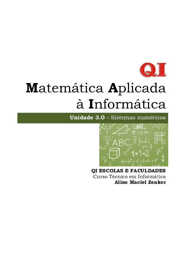 (PDF) Matemática Aplicada à Informática Unidade 3.0 – Sistemas numéricos