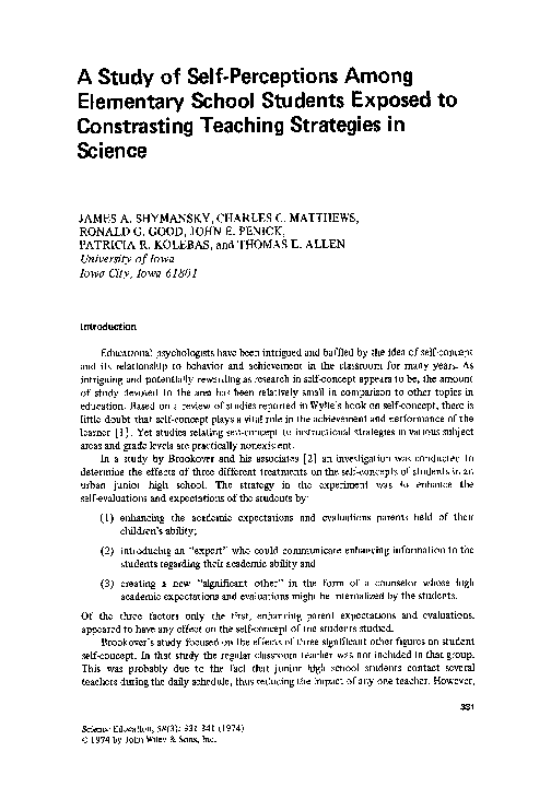 (PDF) A study of self-perceptions among elementary school students ...