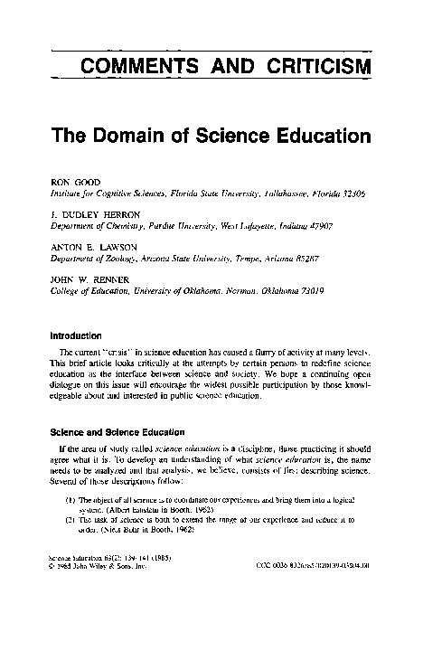 (PDF) The domain of science education