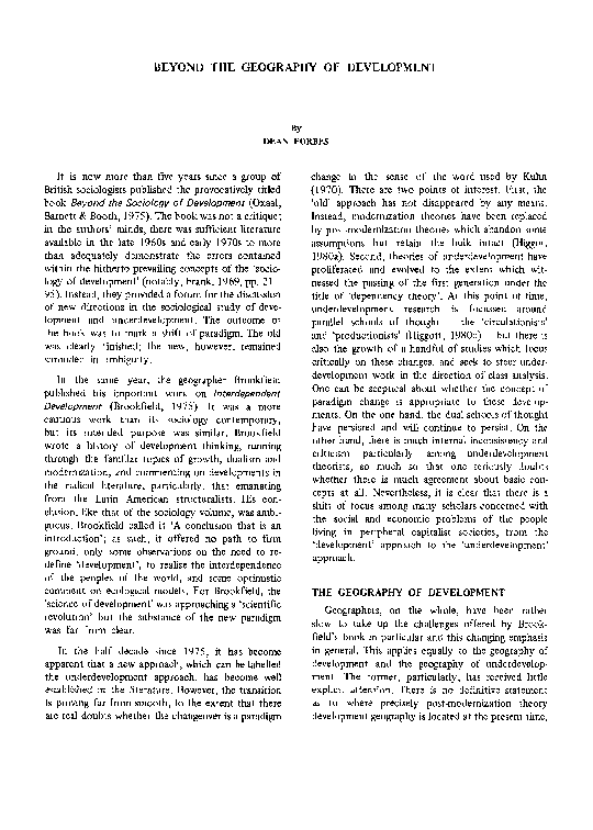 (PDF) BEYOND THE GEOGRAPHY OF DEVELOPMENT