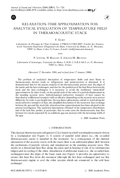 (PDF) RELAXATION-TIME APPROXIMATION FOR ANALYTICAL EVALUATION OF ...