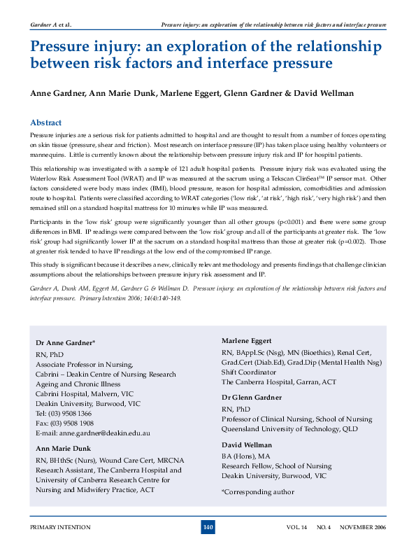 (PDF) Pressure Injury: An Exploration of the Relationship between Risk ...