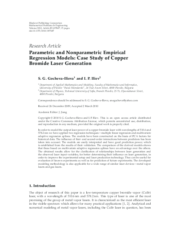 (PDF) Parametric and Nonparametric Empirical Regression Models: Case ...