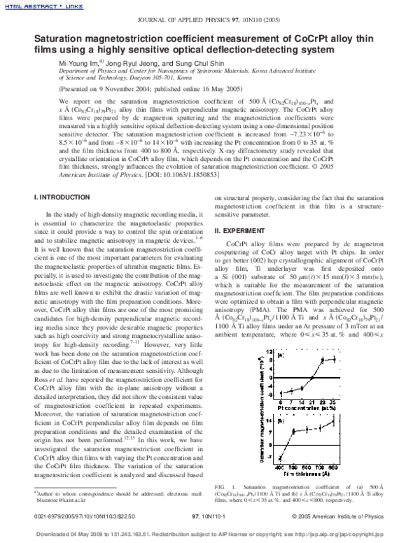 (PDF) Saturation magnetostriction coefficient measurement of CoCrPt ...