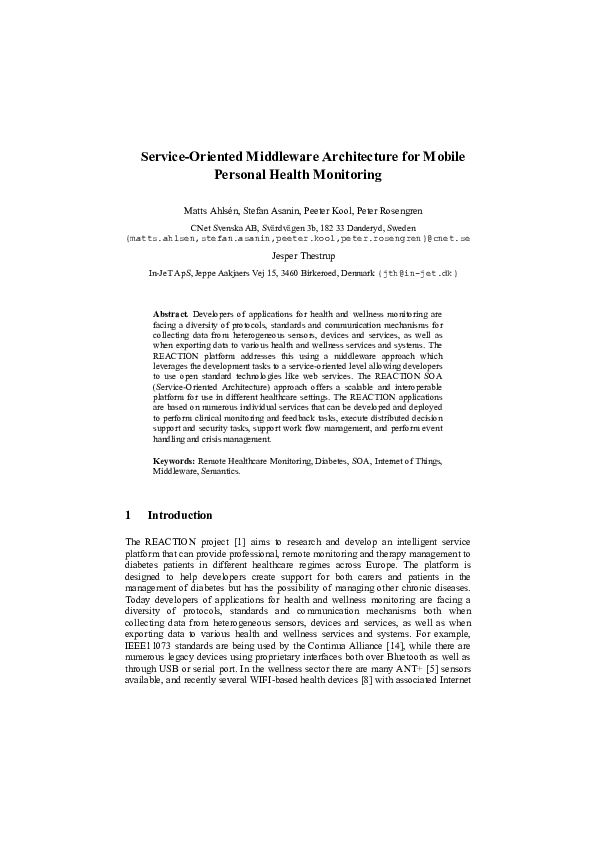 Pdf Service Oriented Middleware Architecture For Mobile Personal