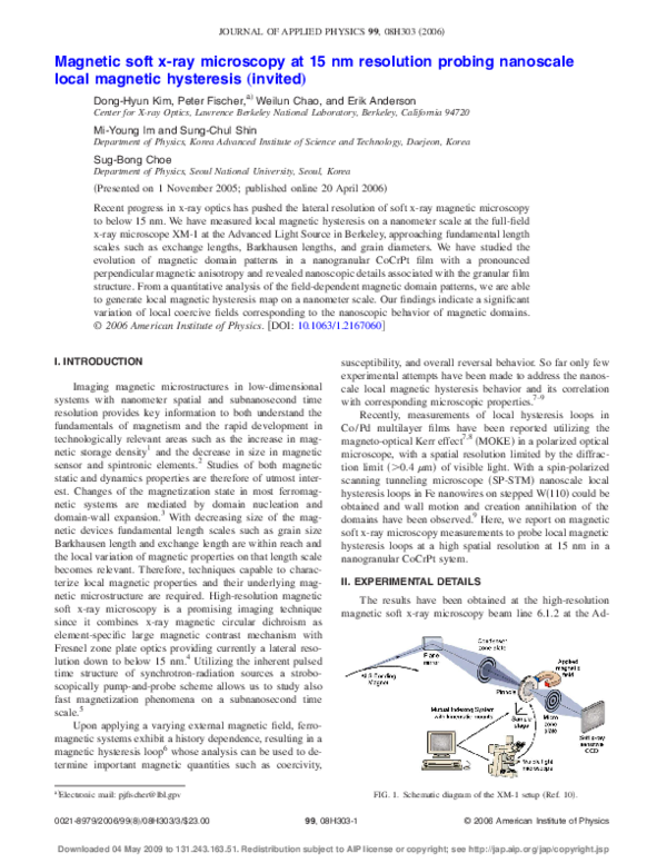 (PDF) Magnetic soft x-ray microscopy at 15 nm resolution probing nanoscale local magnetic ...