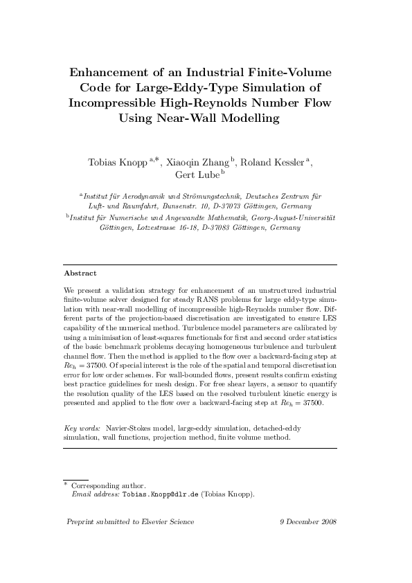 Pdf Enhancement Of An Industrial Finite Volume Code For Large Eddy Type Simulation Of