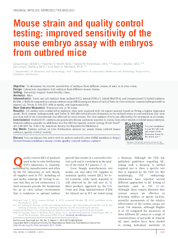 (PDF) Mouse strain and quality control testing: improved sensitivity of ...