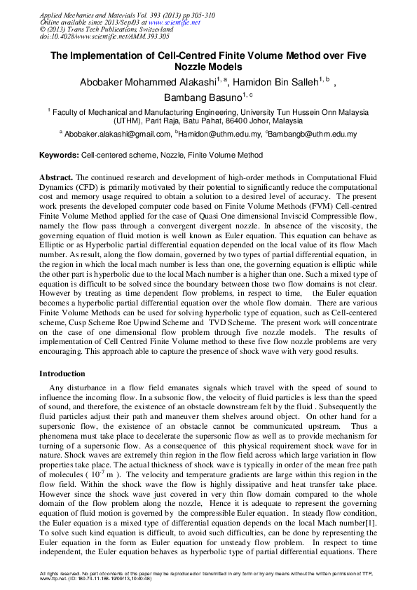 Pdf The Implementation Of Cell Centred Finite Volume Method Over Five Nozzle Models