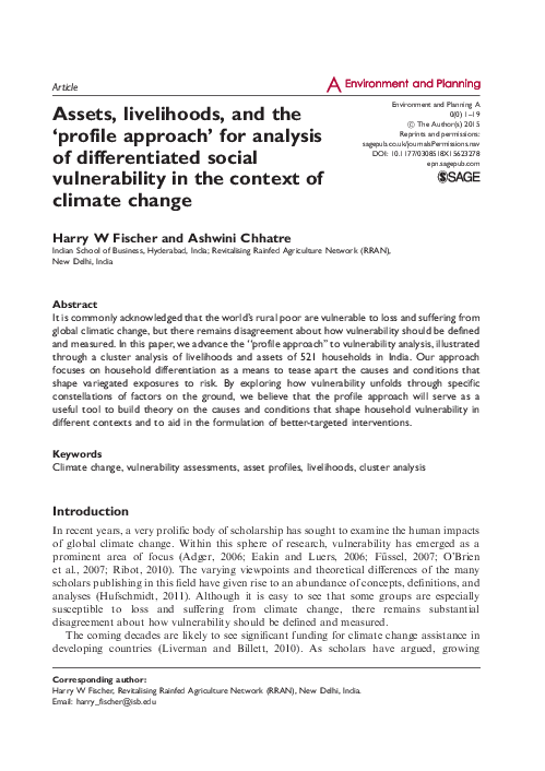 (PDF) Assets, livelihoods, and the 'profile approach' for analysis of differentiated social ...