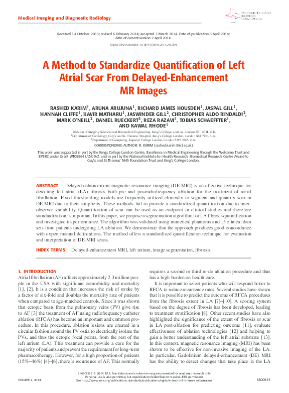 (PDF) A Method to Standardize Quantification of Left Atrial Scar From ...