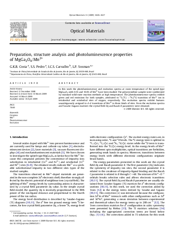 (PDF) Preparation, structure analysis and photoluminescence properties ... (PDF) Preparation, structure analysis and photoluminescence properties ...