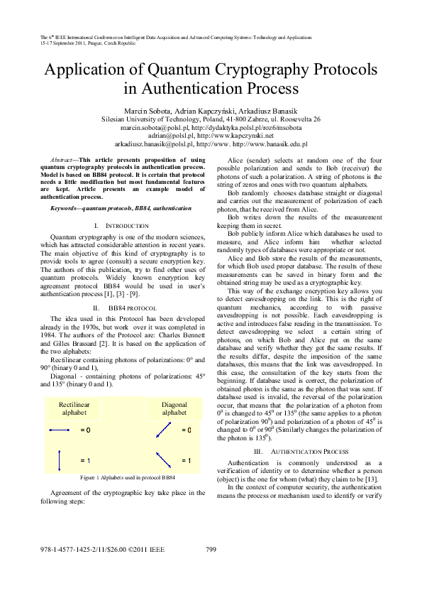 (PDF) Application of quantum cryptography protocols in authentication ...