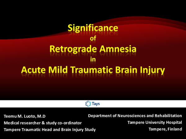 (PDF) Significance of Retrograde Amnesia in Acute Mild Traumatic Brain ...