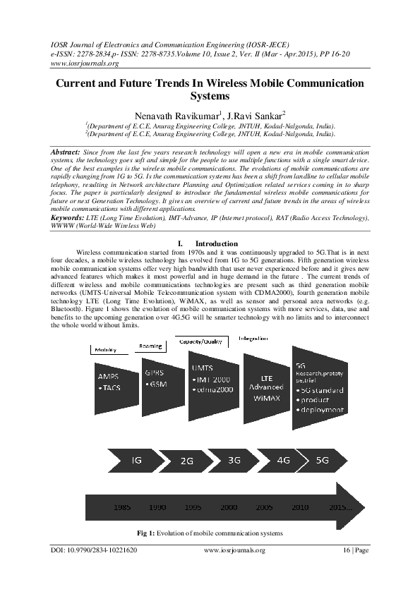 (PDF) Current and Future Trends In Wireless Mobile Communication Systems