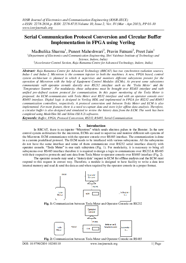 (PDF) Serial Communication Protocol Conversion and Circular Buffer Implementation in FPGA using ...