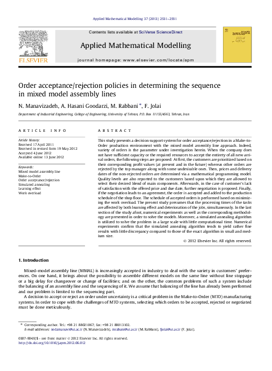 (PDF) Order acceptance/rejection policies in determining the sequence ...