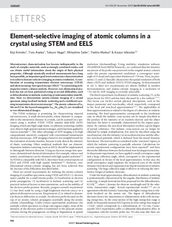 (PDF) Element-selective imaging of atomic columns in a crystal using ...