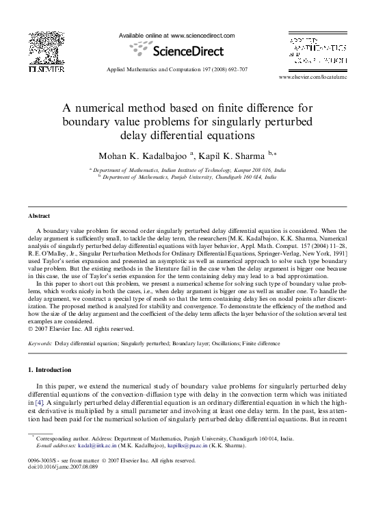 Pdf A Numerical Method Based On Finite Difference For Boundary Value Problems For Singularly