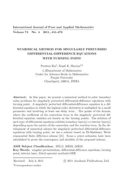 Pdf Numerical Analysis Of Singularly Perturbed Delay Differential Turning Point Problem